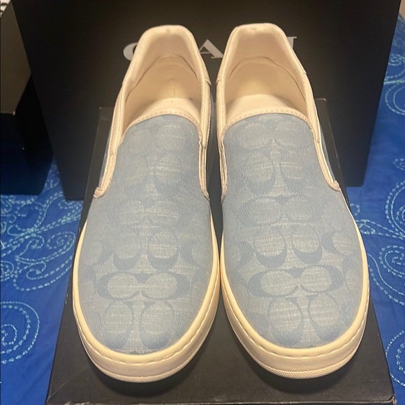 Coach | Shoes | Coach Blue And Cream Womens Sneakers | Poshmark